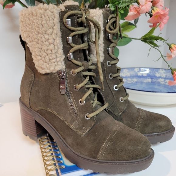 Marc Fisher | Shoes | Nib Mark Fisher Combat Heel Boots Army Fatigue ...